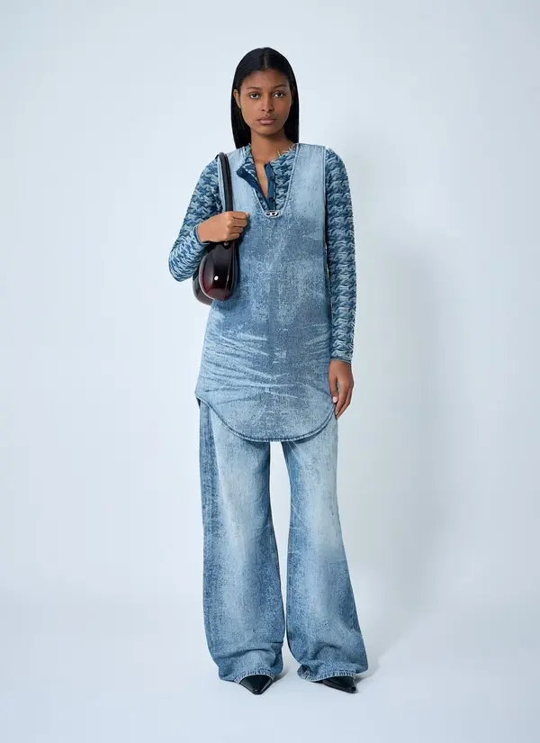 DIESEL® Denim V-neck Sleeveless Dress - Blue