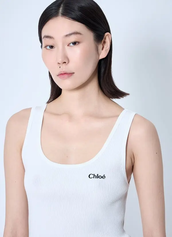 Chloé Logo Motif Jersey Tank Top - White