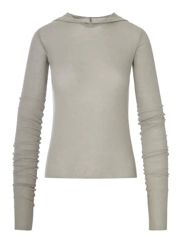 Rick Owens Ribbed Knit Hoodie - Cream