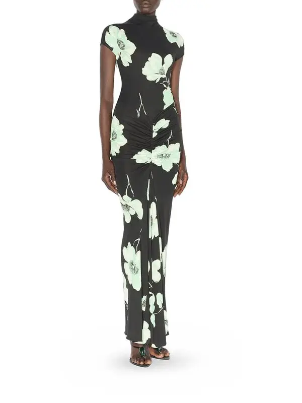 Alaïa Printed Draped Jersey Dress - Multicolor