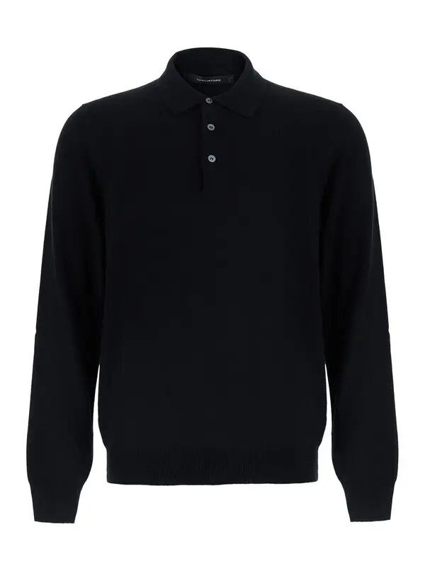 Tagliatore Sweater With Polo Style Collar In Wool Blend For