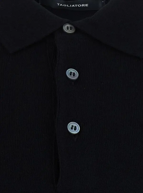 Tagliatore Sweater With Polo Style Collar In Wool Blend For
