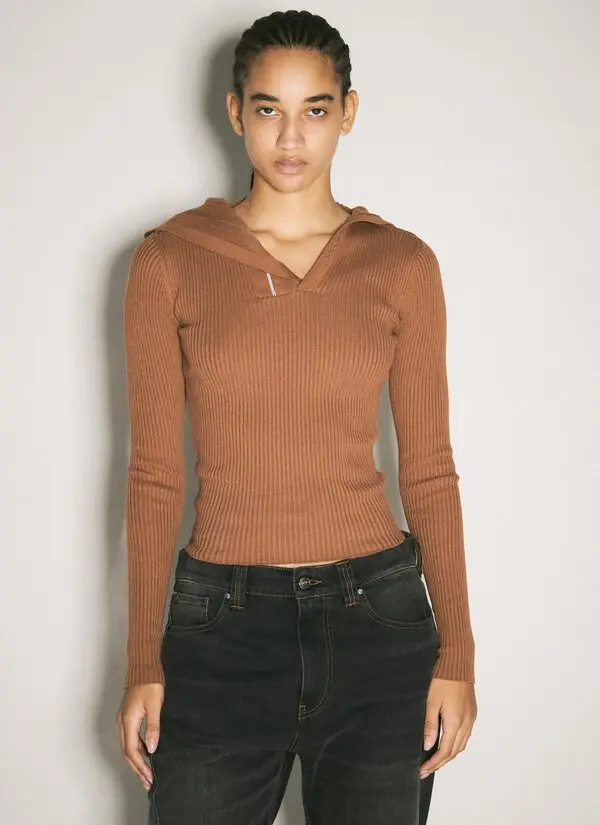 Y/project Pinched Shoulder Rib Sweater - Brown