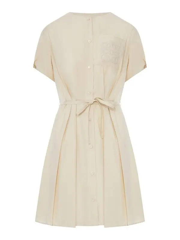 Loewe X Paula`s Ibiza Cotton Poplin Chemisier With Anagram Embroidery - Cream