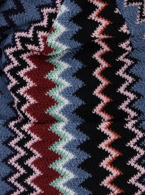 Missoni Beanie With Turn-up Brim Zigzag Motif In Wool Blend For - Multicolor