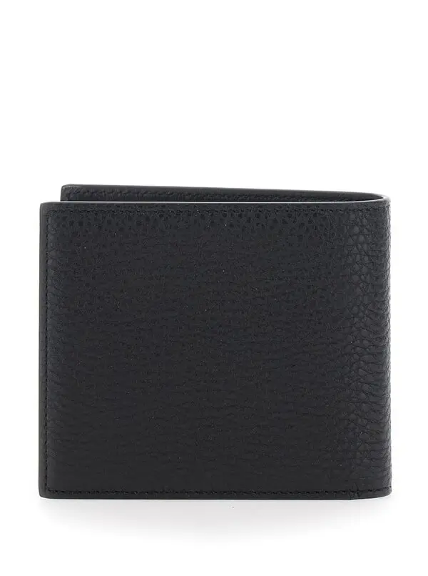 Givenchy Bi-fold Wallet With Logo Lettering On The Front In Black Pebbled Leather For - Multicolor