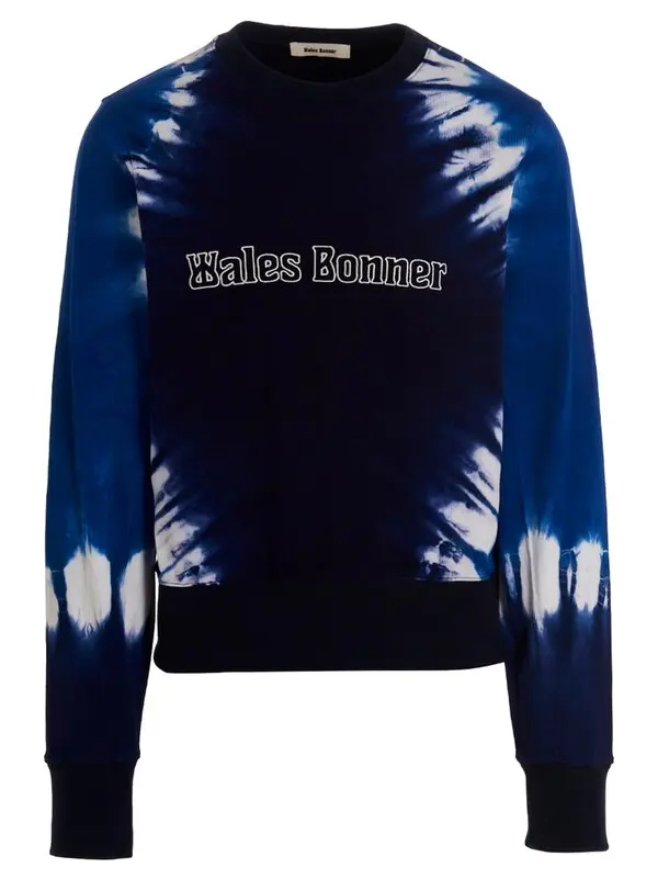 WALES BONNER Logo Embroidery Tie Dye Sweatshirt - Blue
