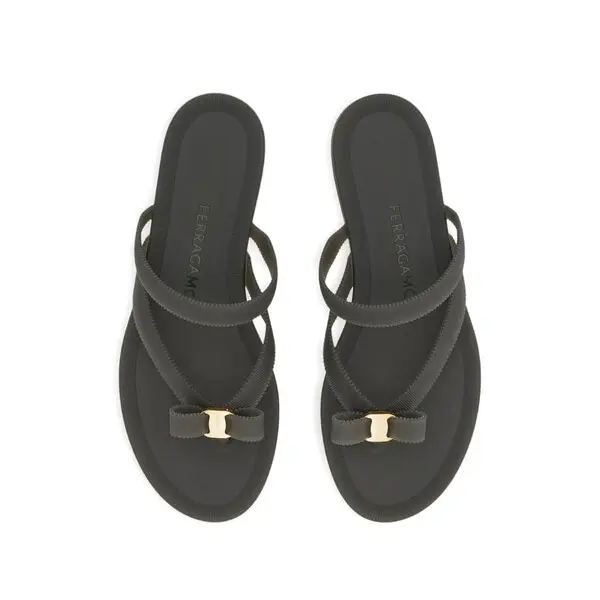 FERRAGAMO Thong Sandals With Vara Bow - Black