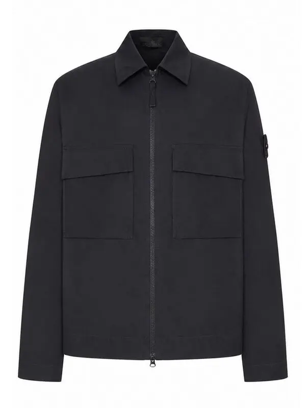 Stone Island Cotton Overshirt With Badge On The Sleeve