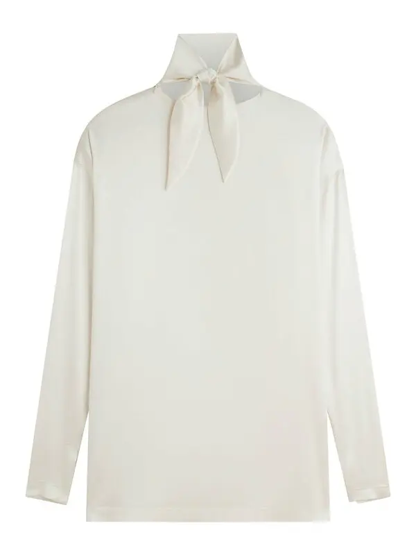 Phoebe Philo Silk Knot Neck Top - Cream