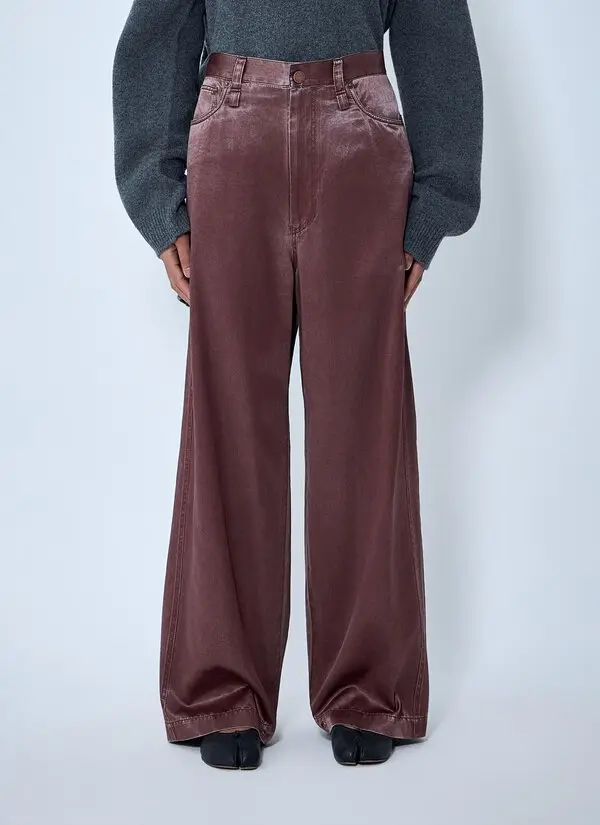 Issey Miyake Satin Wide-leg Jeans - Brown