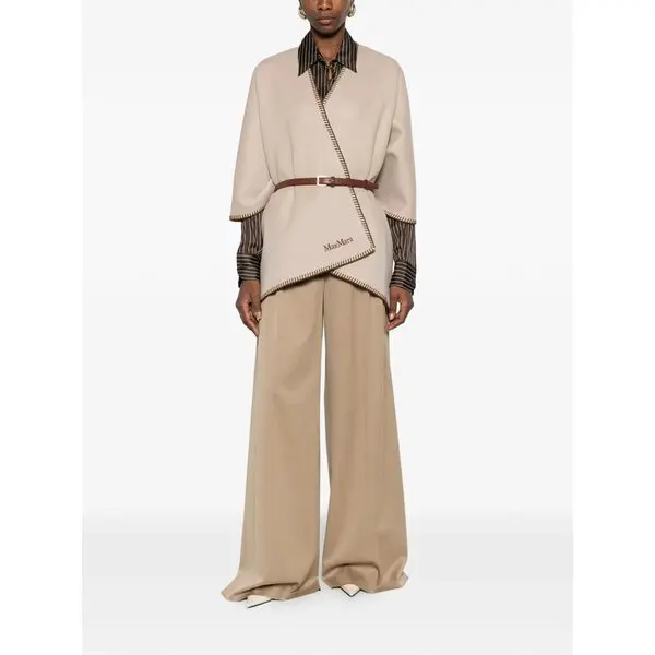 Max Mara Virgin Wool Palazzo Trousers - Brown