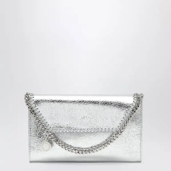 Stella McCartney Falabella Metallic Crossbody Wallet Bag - Silver