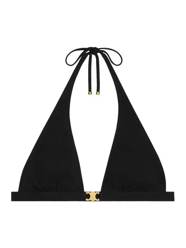 Celine Triomphe Triangle Top In Matte Jersey - Black