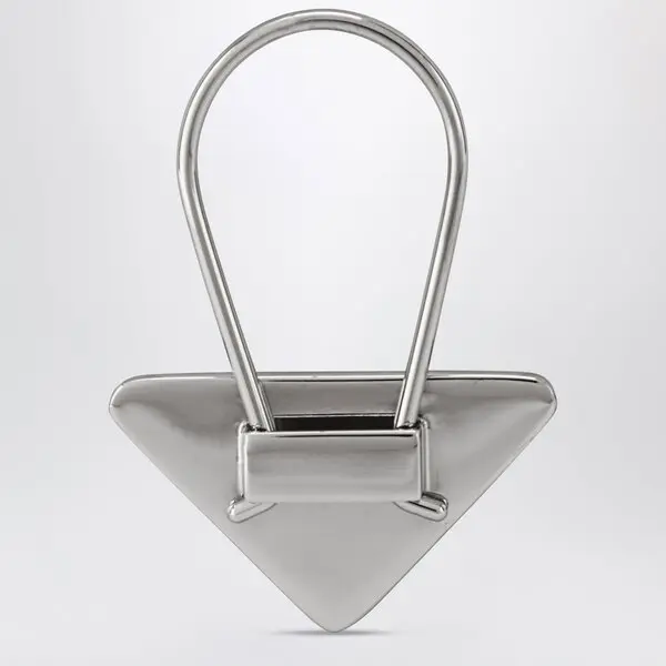 Prada Silver Keyring In Enamelled Metal
