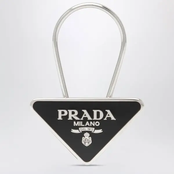 Prada Keyring In Enamelled Metal - Black