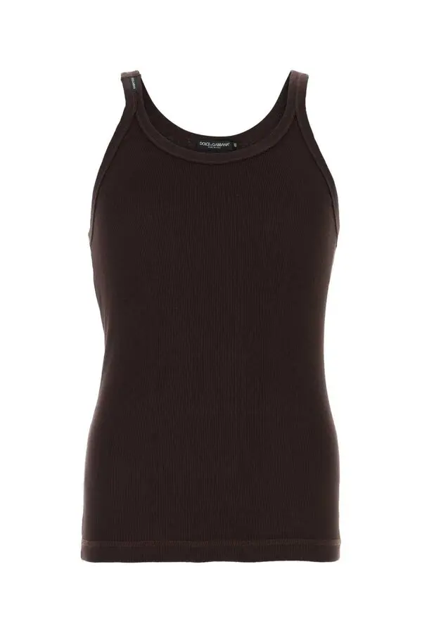 Dolce & Gabbana Chocolate Cotton Tank Top - Brown