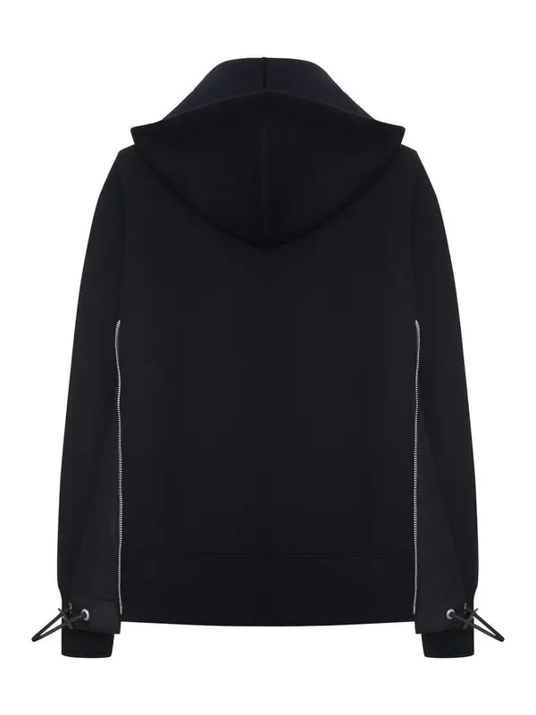 Sacai Zip-up Hoodie With Nylon Details - Black