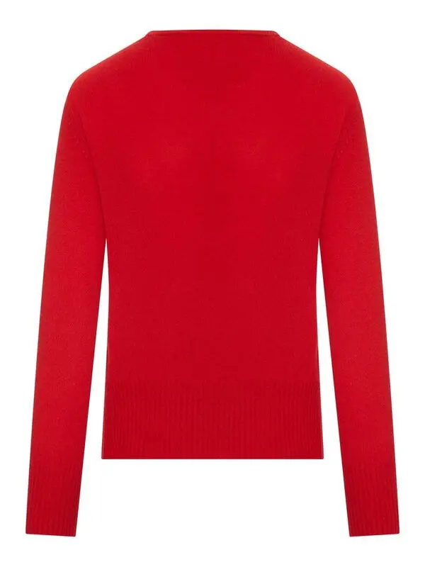 Miu Miu Cashmere V-neck Sweater With Logo - Red