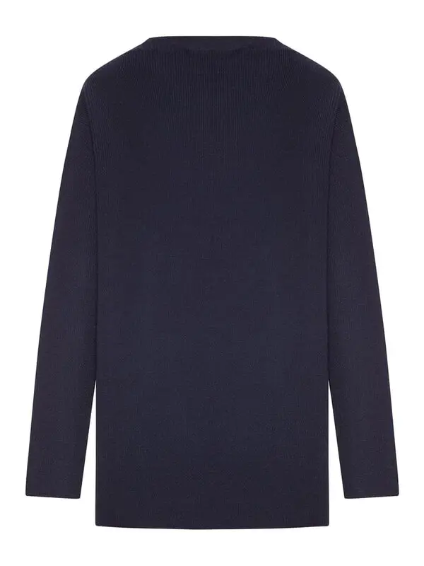 Miu Miu Oversized Ribbed Knit Sweater With Logo