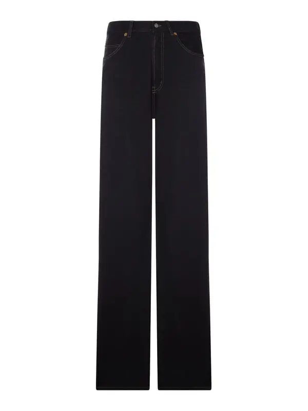 Saint Laurent Wide Leg High Waist Denim Jeans - Black