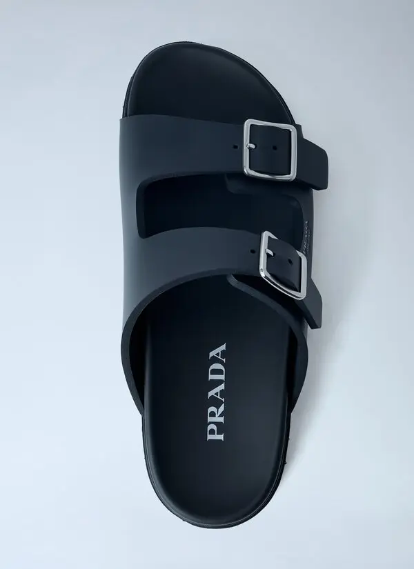 Prada Rubber Double Strap Slides