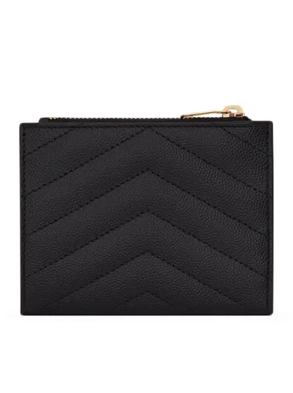 Saint Laurent Cassandre Quilted Bi-fold Wallet In Powder Grain Embossed Leather