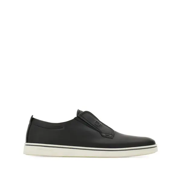 FERRAGAMO Leather Slip-on Trainers - Black