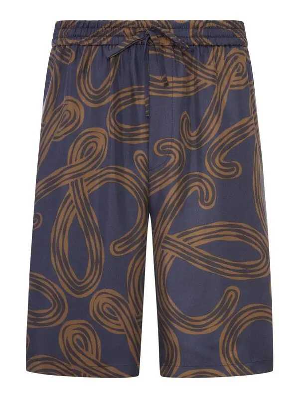 Loewe X Paula`s Ibiza Silk Twill Shorts With All-over Anagram Print - Multicolor