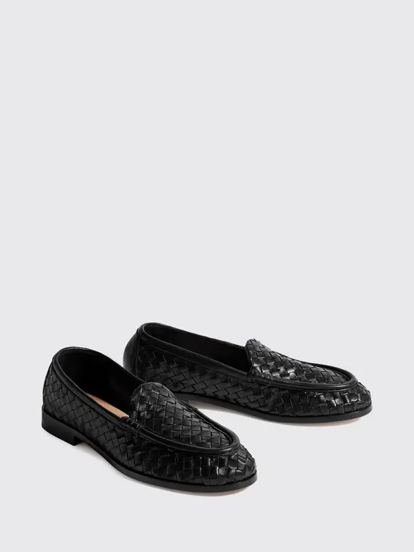 Bottega Veneta Woven Leather Loafer - Black