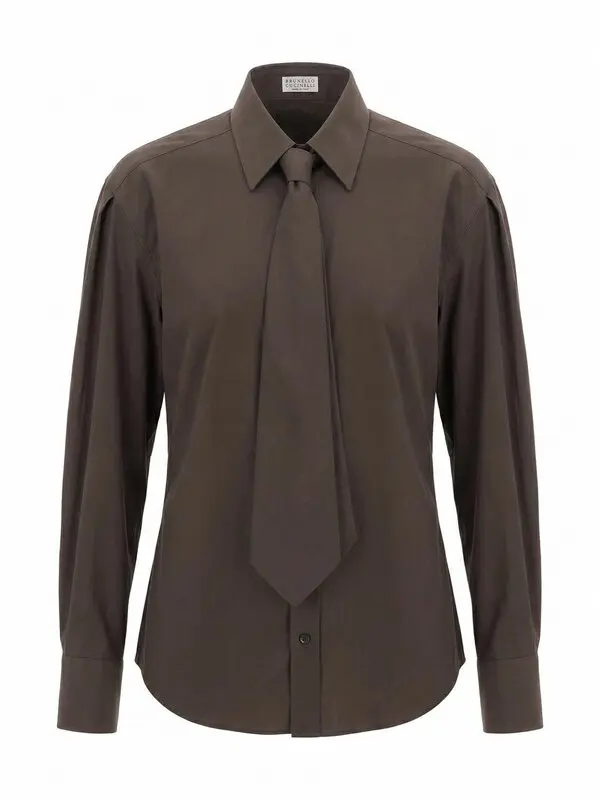 Brunello Cucinelli Cotton Tie Detailed Shirt - Multicolor