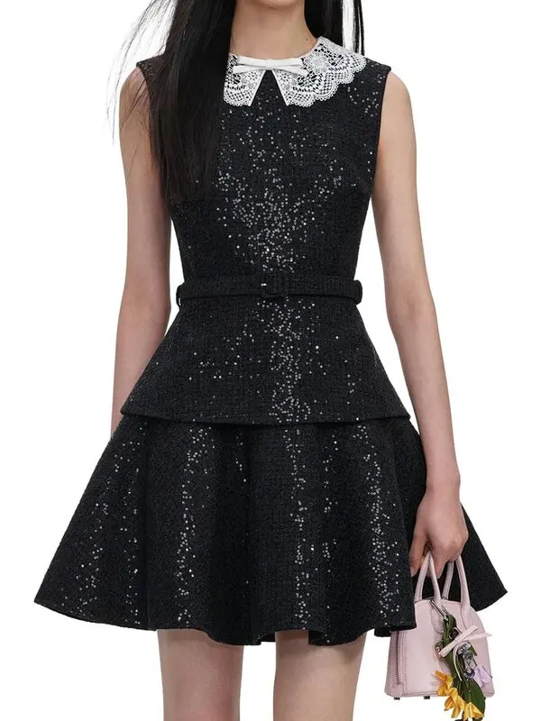 SELF-PORTRAIT Sequin Boucle Mini Dress
