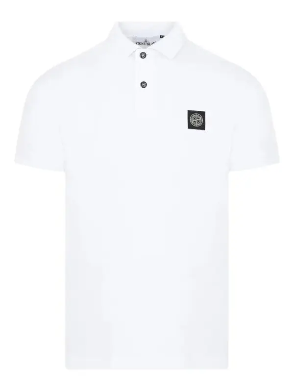 Stone Island Slim Fit Cotton Piqué Polo Shirt - White