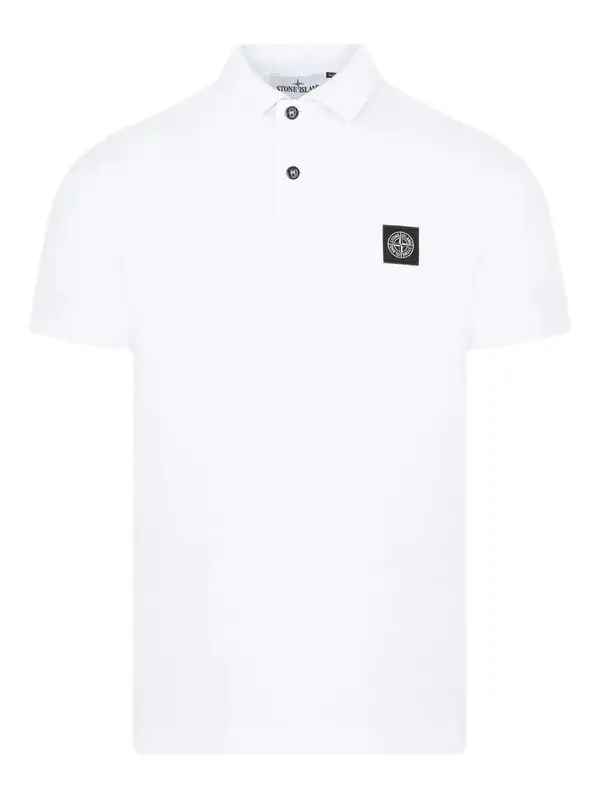 Stone Island Slim Fit Cotton Piqué Polo Shirt - White