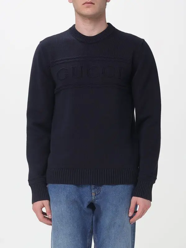 Gucci Cotton And Wool Crewneck Pullover - Blue
