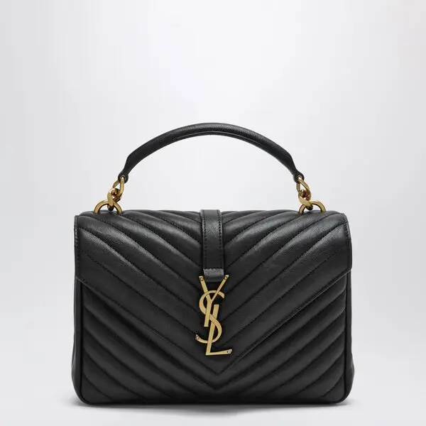 Saint Laurent Medium College Bag In Quilted Leather - Black