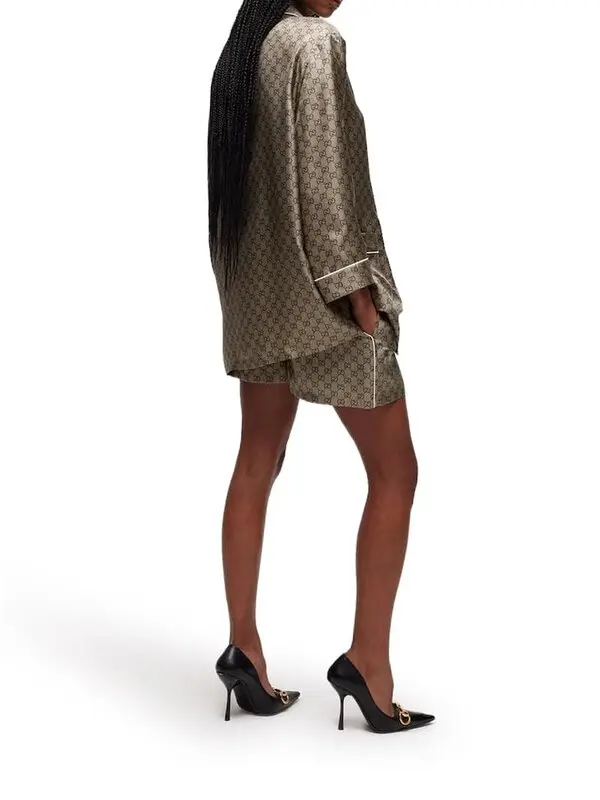 Gucci Printed Silk Twill Shirt - Brown