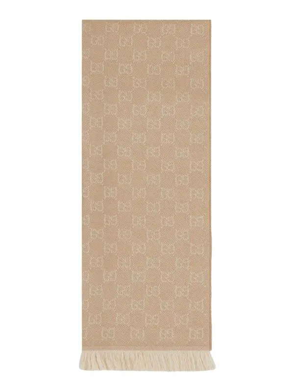 Gucci Gg Wool Scarf - Brown