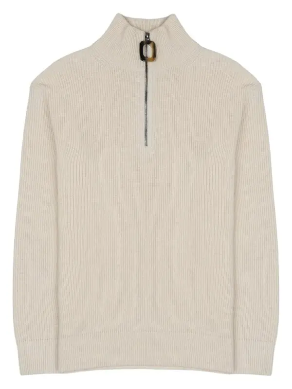 JW Anderson Maglia In Lana E Cotone Con Zip - Cream