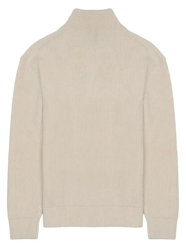 JW Anderson Maglia In Lana E Cotone Con Zip - Cream