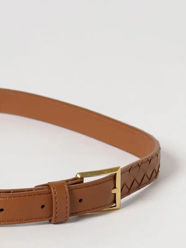 Bottega Veneta Intrecciato Lambskin Leather Belt - Brown