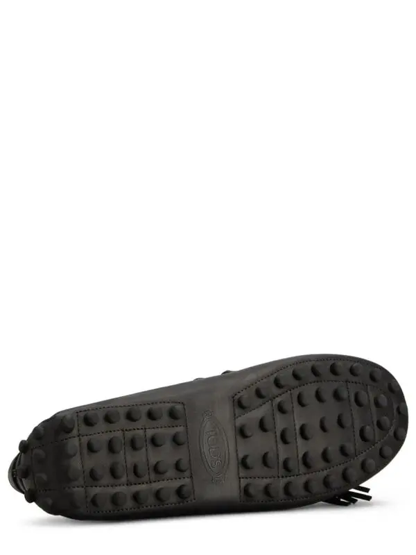 TOD'S Leather Fringe Loafers - Black