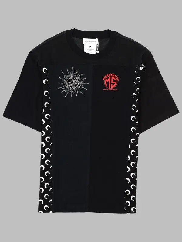 MARINE SERRE T-shirt Upcycled Con Stampa - Black