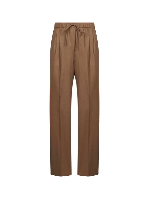 Max Mara Tobacco Stretch Cashmere Gatti Drawstring Trousers - Multicolor
