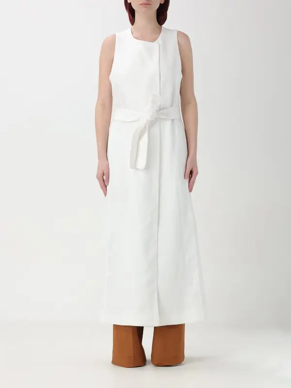 Max Mara Sleeveless Belted Waistcoat Dress - White