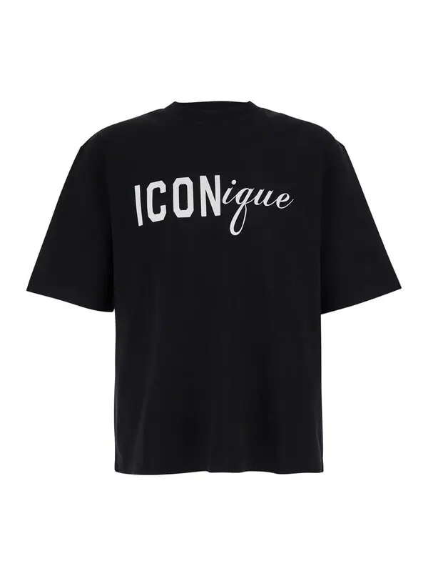 Dsquared2 T-shirt With Round Neck And Logo On The Front In Cotton For - Black