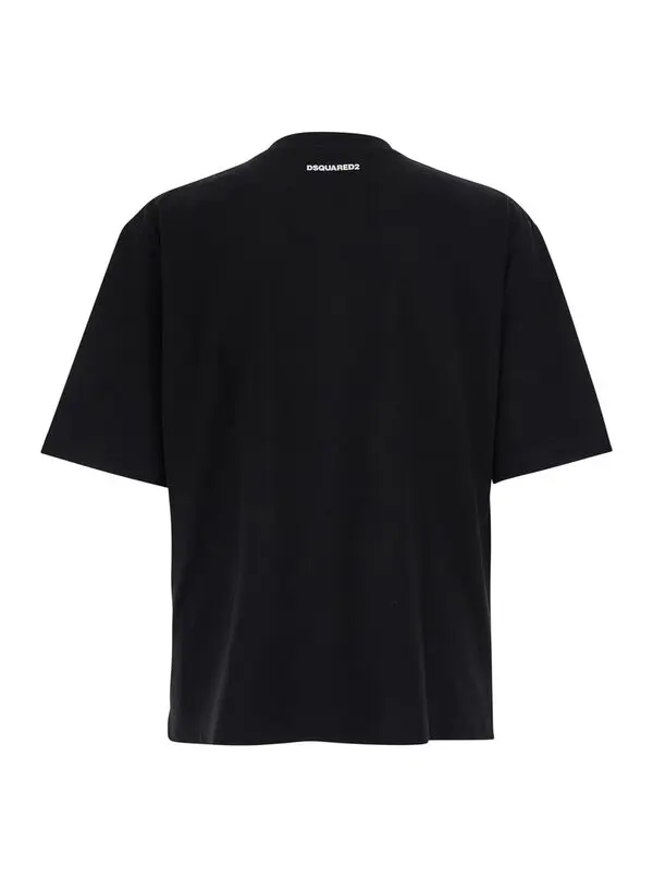 Dsquared2 T-shirt With Round Neck And Logo On The Front In Cotton For - Black