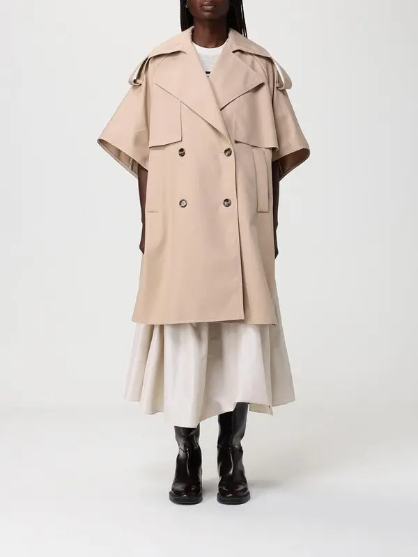 Max Mara Oversized Cotton Double Breasted Trench Coat - White