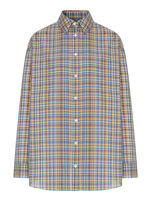 TOTEME Classic Blue And Orange Checked Cotton Shirt - Multicolor