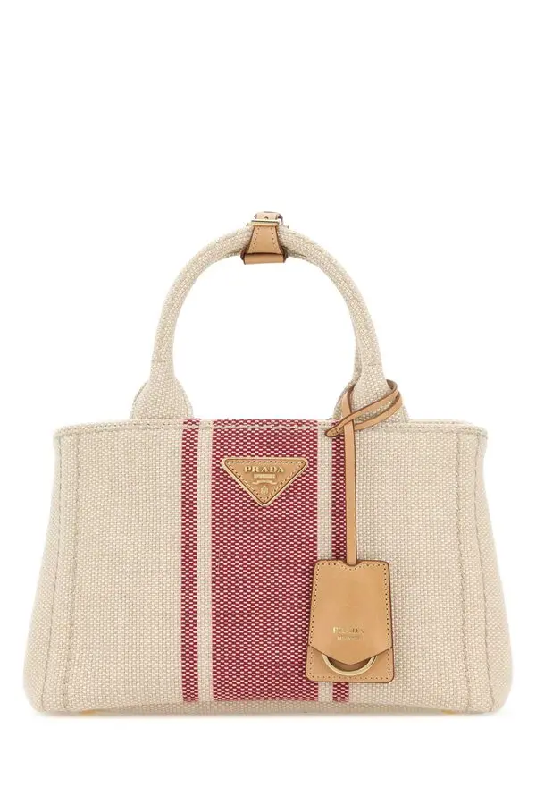 Prada Sand Canvas Small Jardiniã¨re Handbag